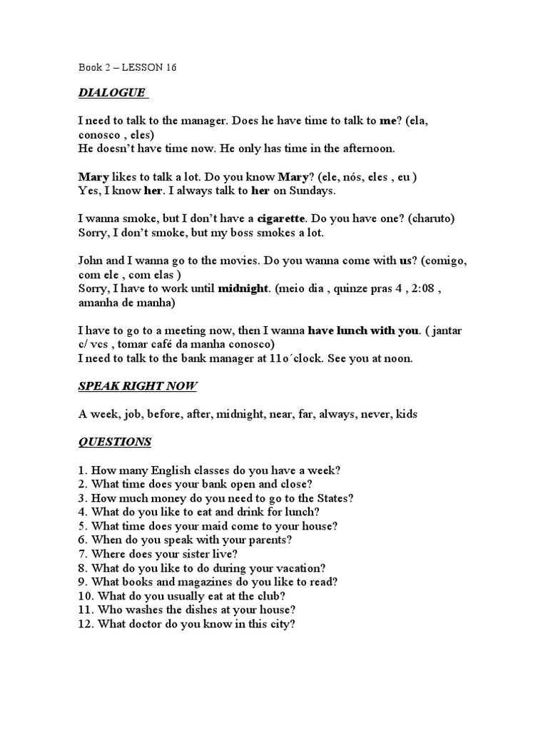 Book 2 - Lesson 16 | PDF