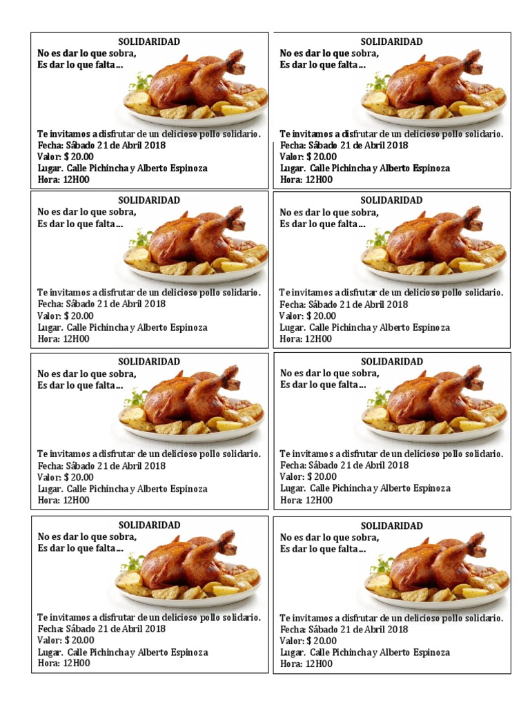 Boletos para Pollada Solidaria | PDF | Hogar, jardinería y bricolaje