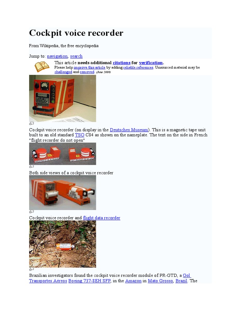 Cockpit Voice Recorder: Navigation Search | PDF | Flight Recorder ...