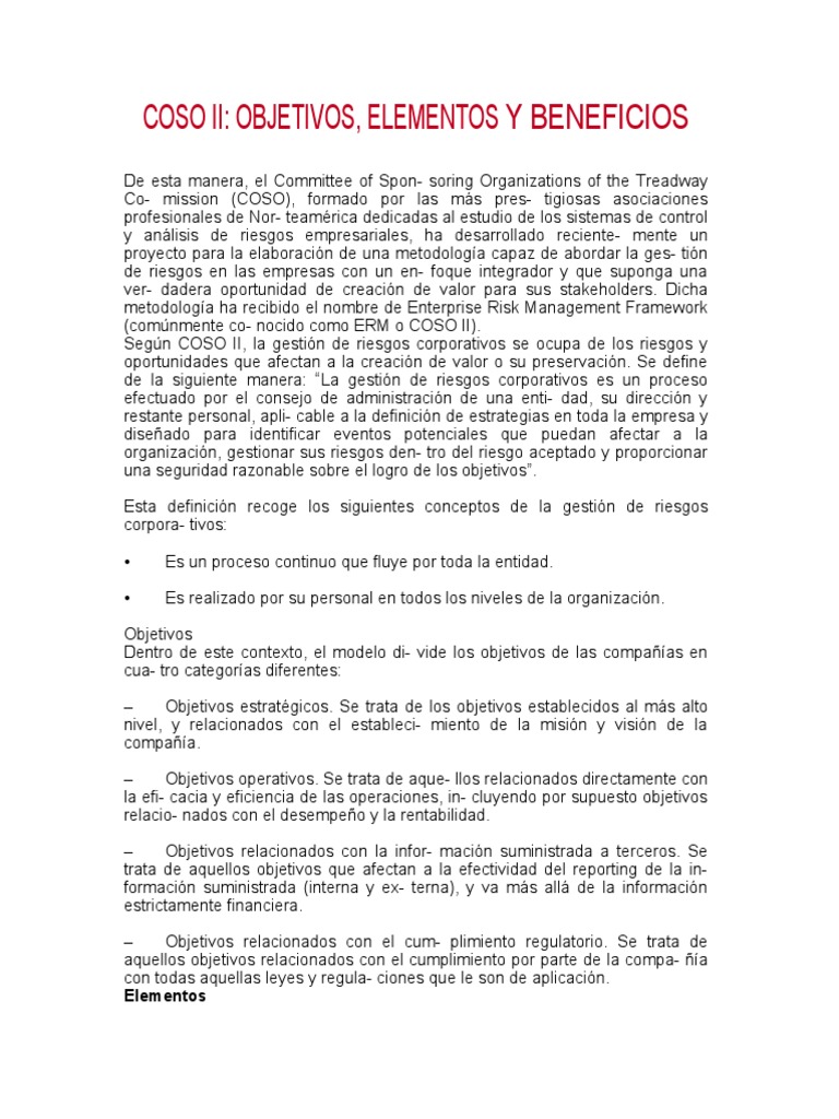Coso Ii | PDF | Gestión de riesgos | Business