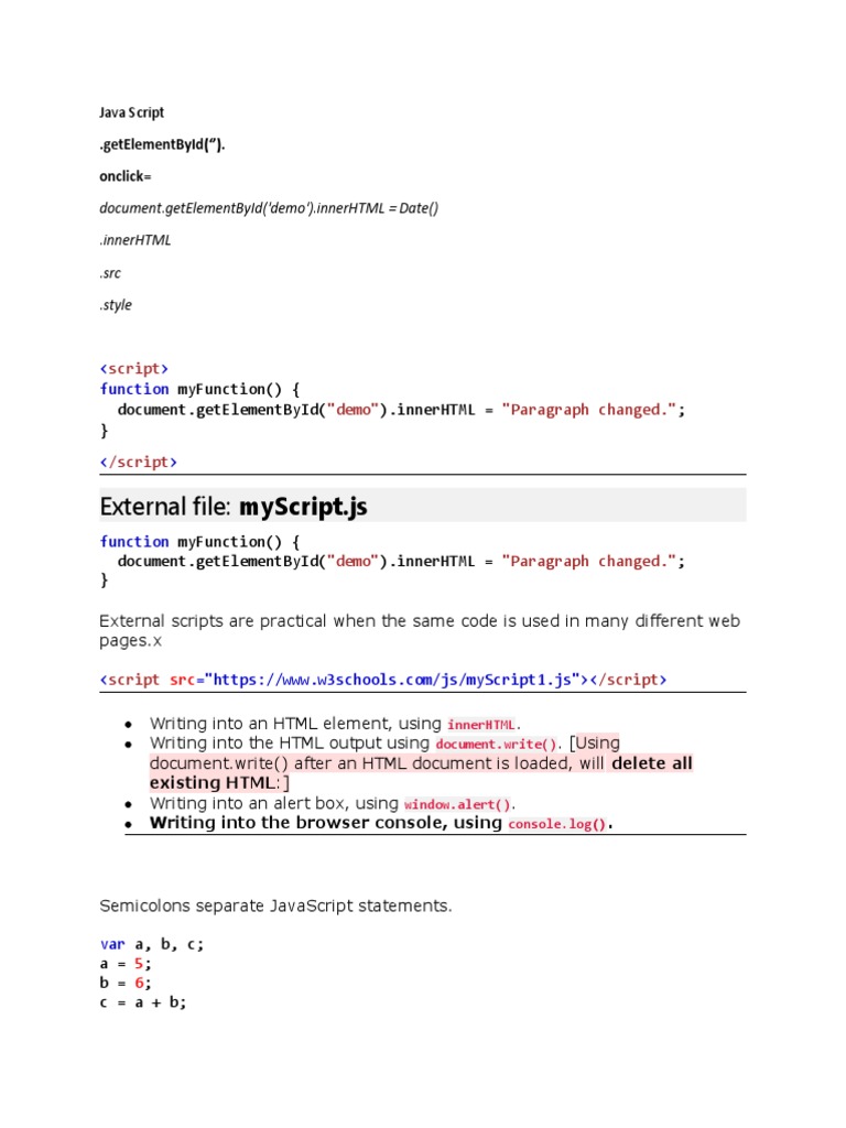 External File: Myscript - JS: .Getelementbyid ( ') - Onclick | PDF