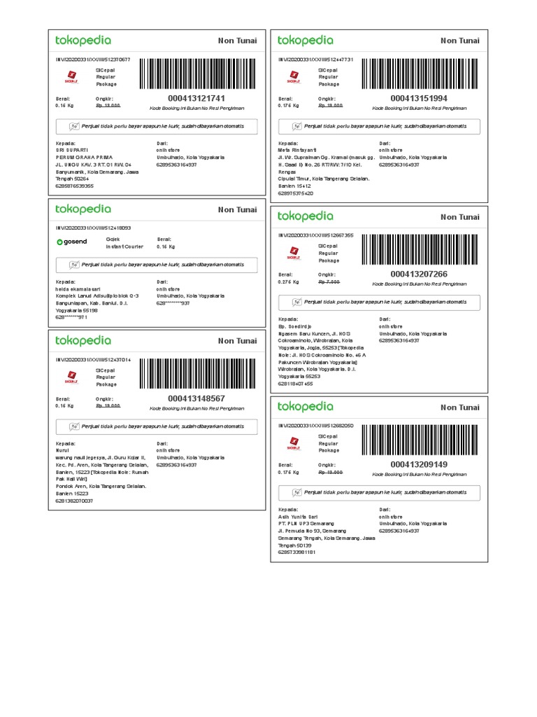 Cetak Slip Alamat 1 PDF | PDF