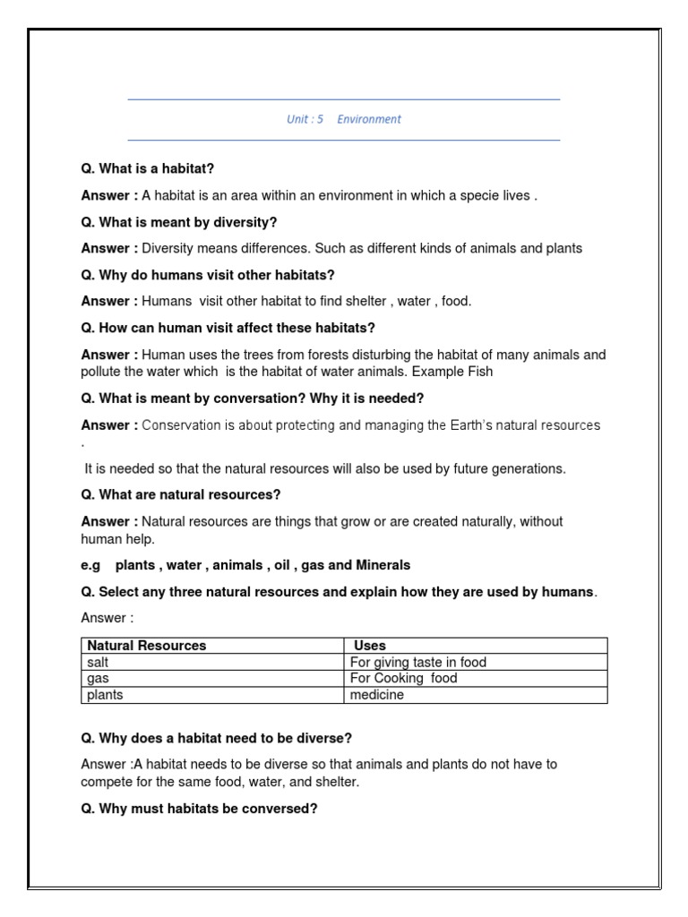 Grade 4 Science Unit 5 Homework | PDF | Resource | Renewable Resources