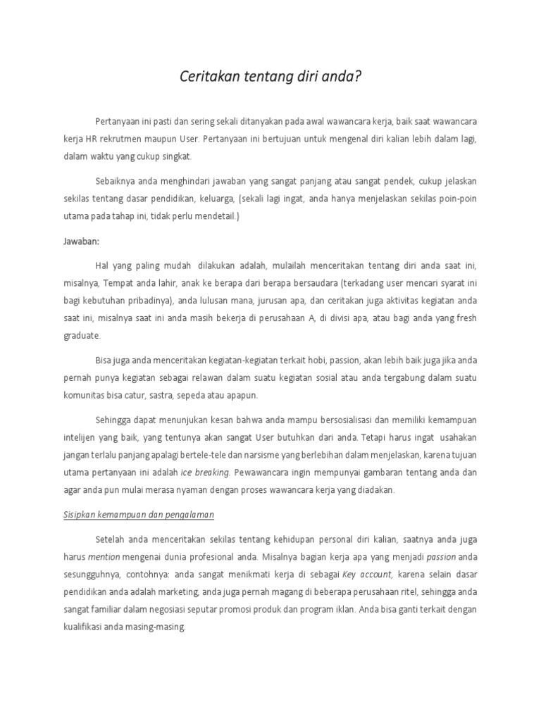 Ceritakan Tentang Diri Anda | PDF