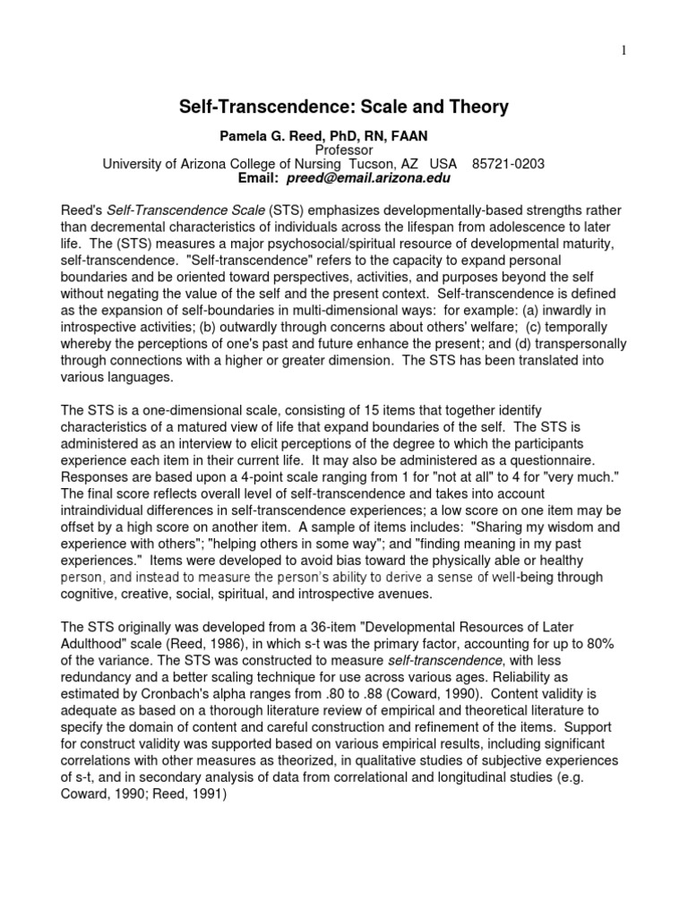 Self Transcendence Scale | PDF | Palliative Care | Validity (Statistics)