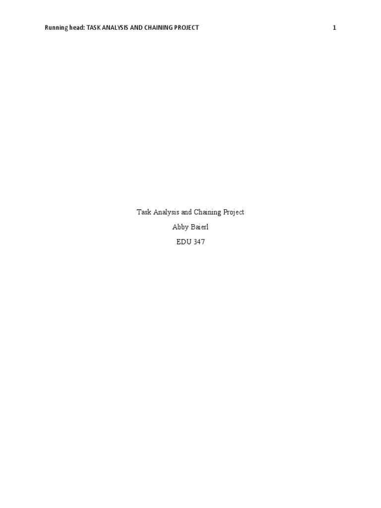 Baierl Task Analysis and Chaining Project | PDF | Reinforcement ...