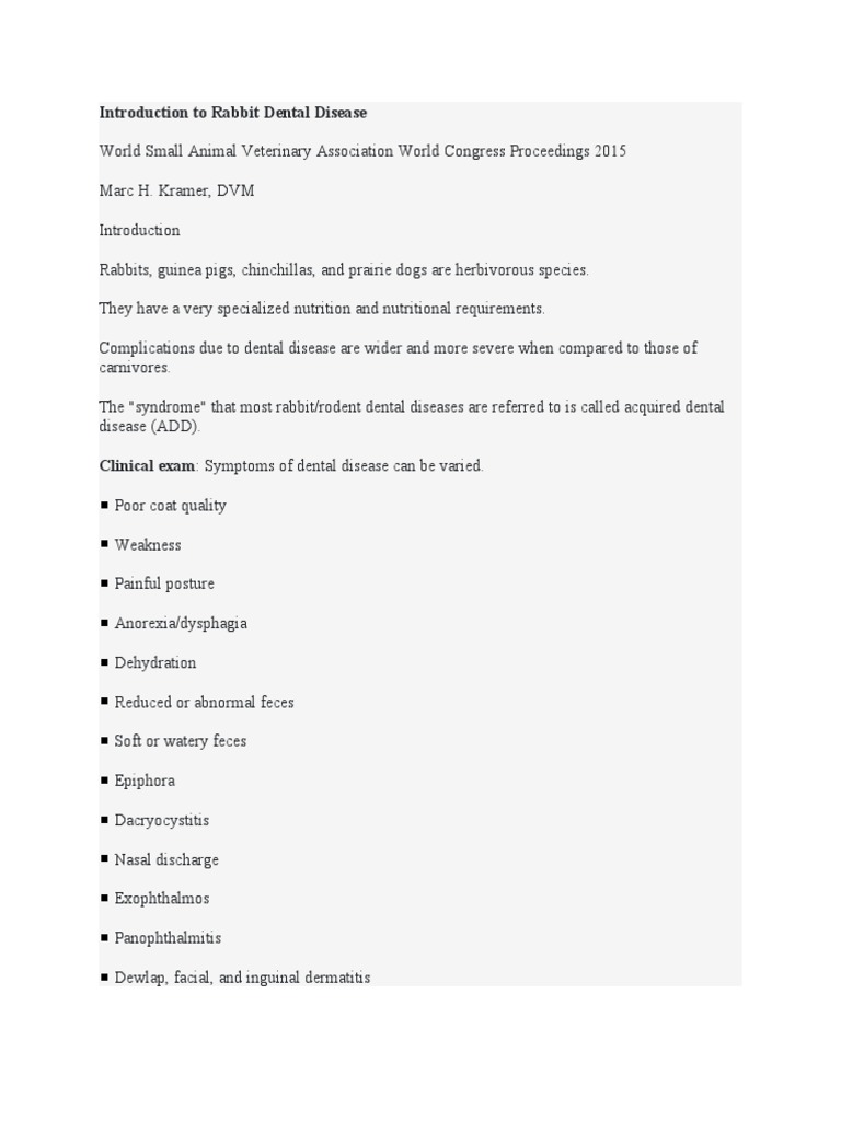 Introduction To Rabbit Dental Disease | Download Free PDF | Anesthesia ...