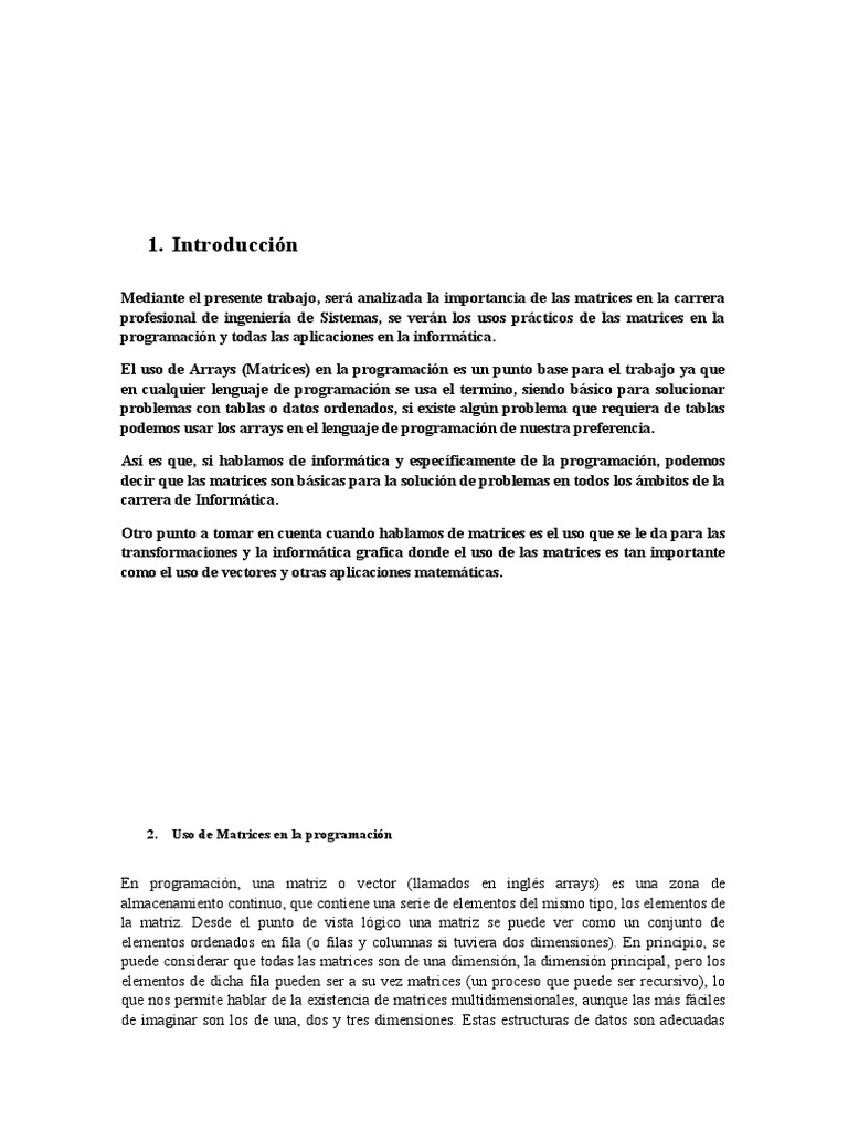 Matrices en La Informatica | PDF | Estructura de datos de matriz ...