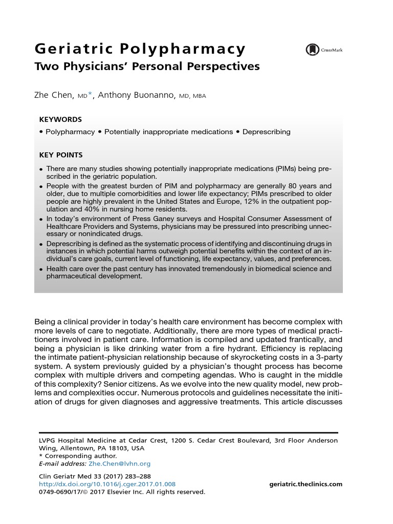Geriatric Polypharmacy | PDF | Pharmacy | Adverse Effect