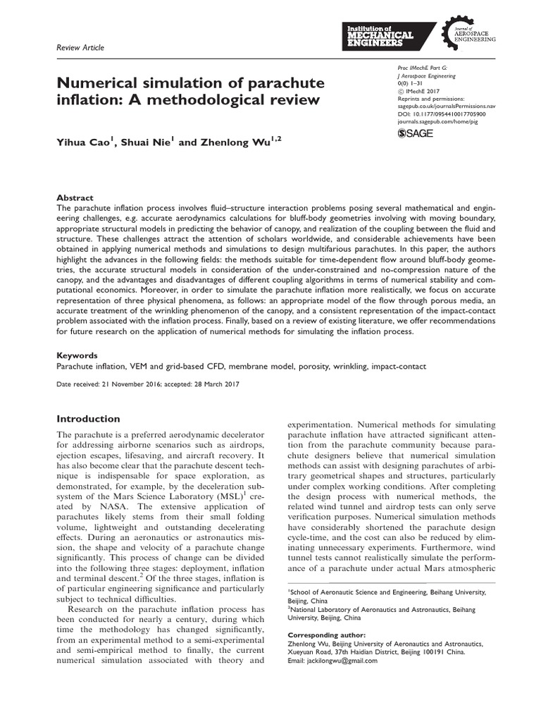 Parachute Inflation: Numerical Methods Review | PDF | Computational ...