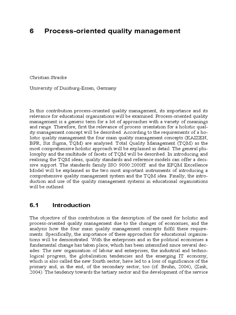 Process-Oriented Quality Management | PDF | Quality Management ...