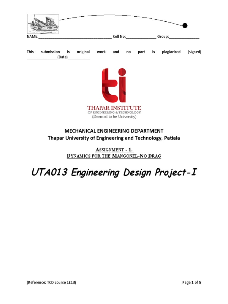 UTA013 Engineering Design Project-I | PDF | Drag (Physics)