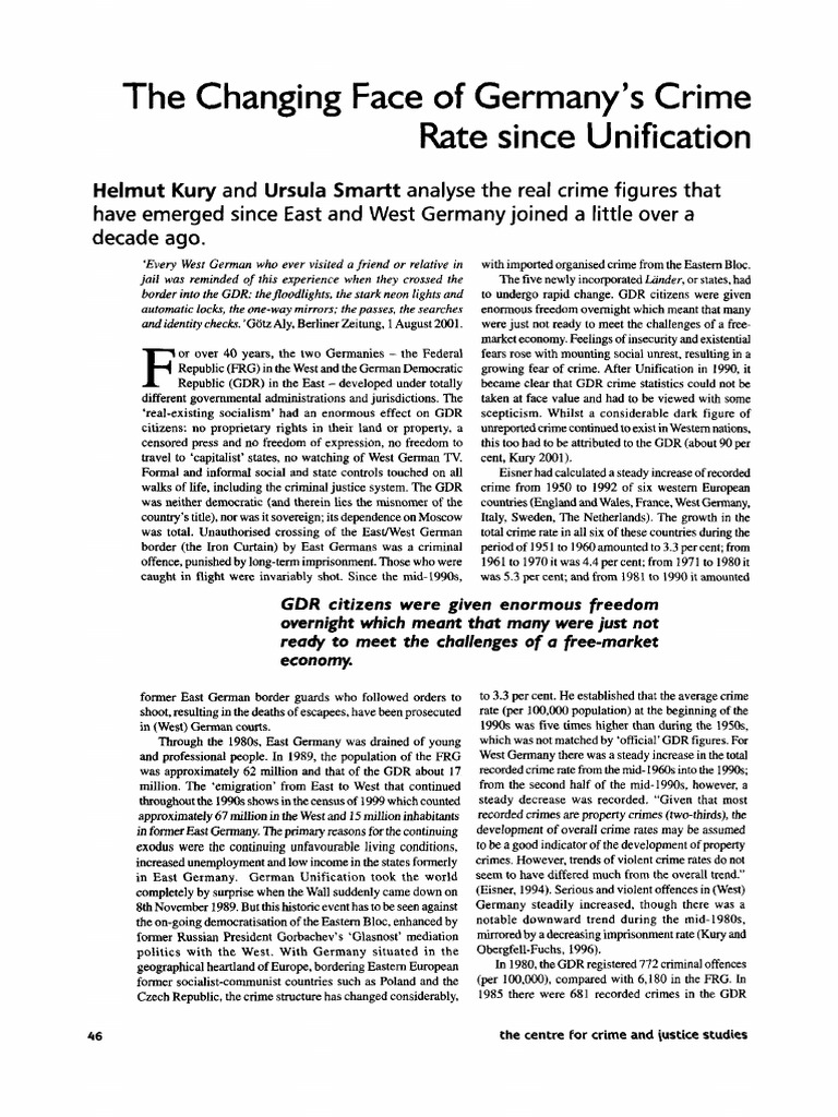 The Changing Face of Germany's Crime Rate Since Unification | PDF ...