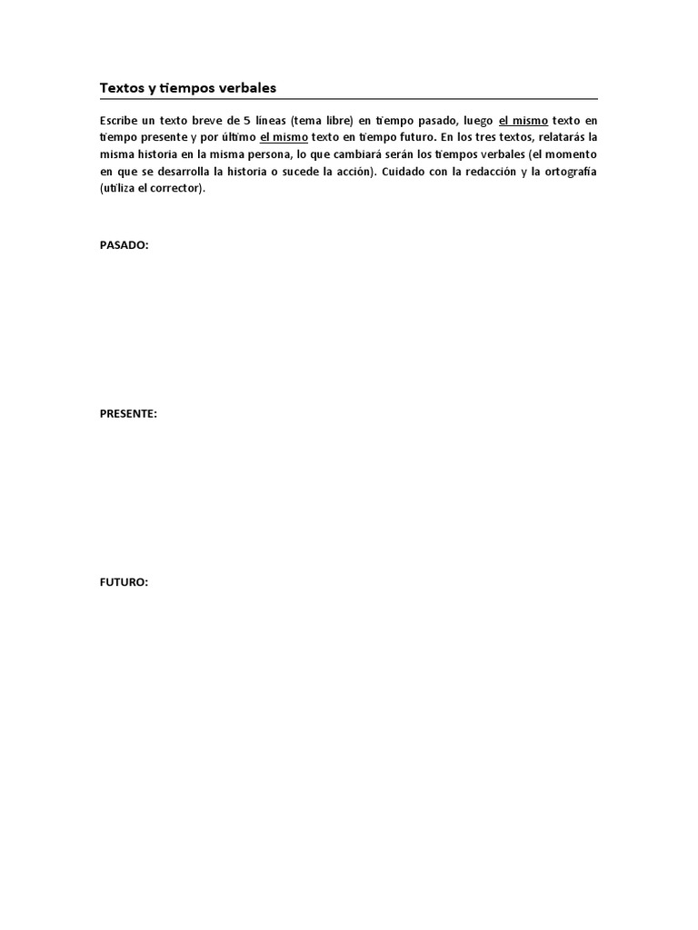 Textos y Tiempos Verbales (Redacción) | PDF