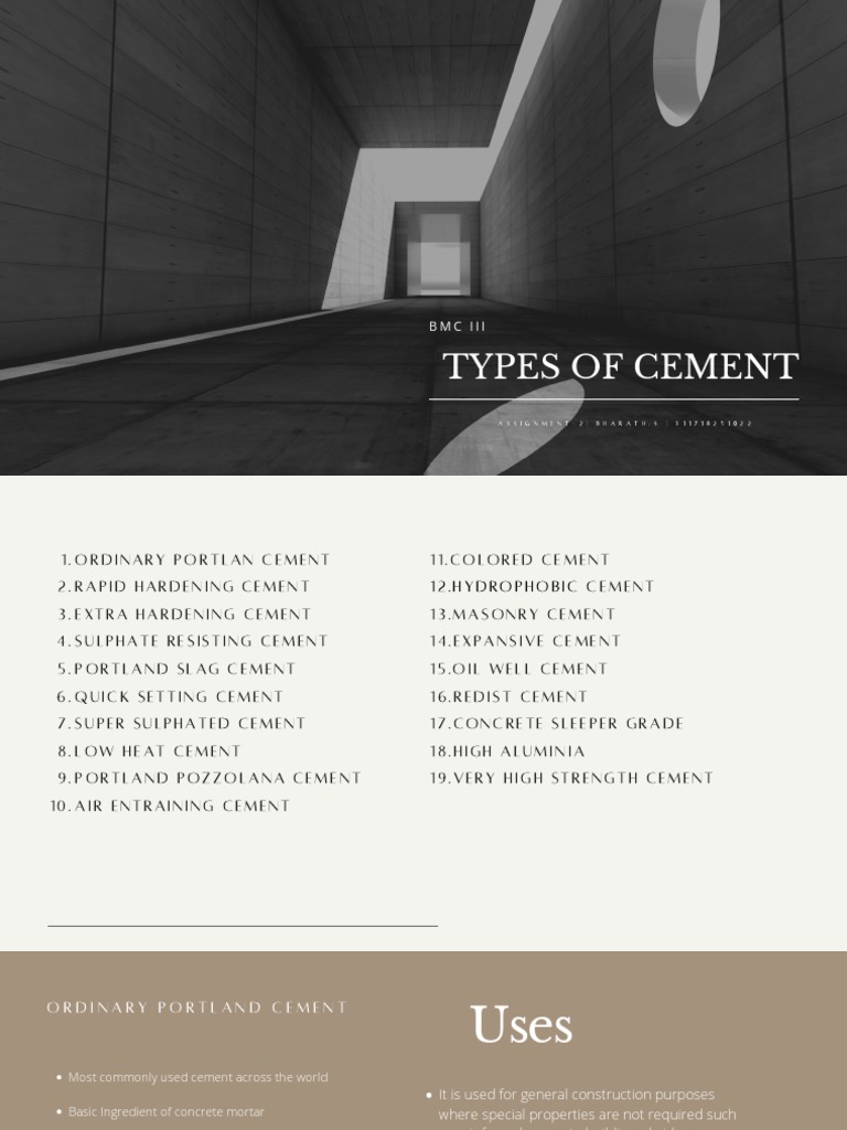 BMC TYPES OF CEMENT | PDF | Cement | Concrete