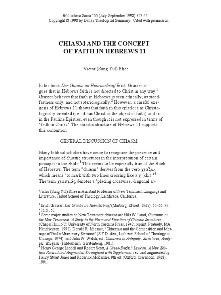 Ok - 1 - Rhee, v. Chiasm and The Concept of Faith in Hebrews 11 PDF ...