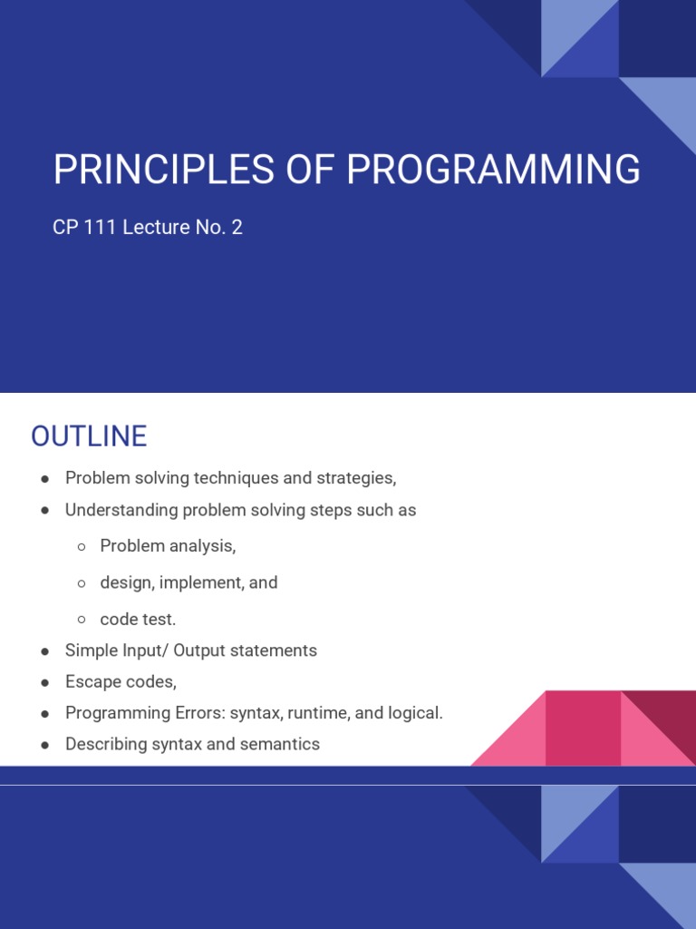 CP 111 Lecture 2 | PDF | Debugging | Programming Language