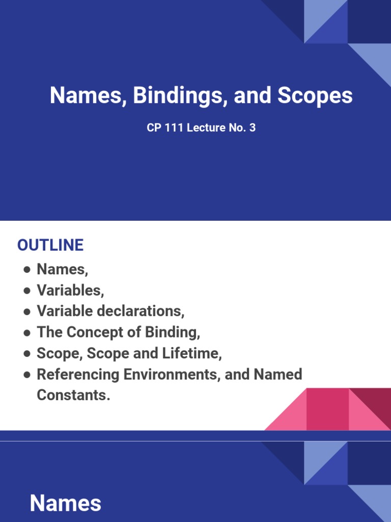 Names and Bindings in Programming | PDF | Variable (Computer Science ...