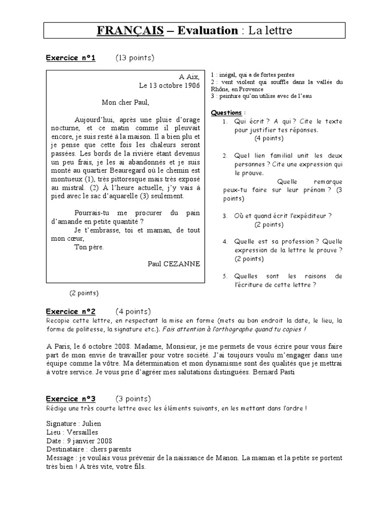 Francais Eval Sur La Lettre | PDF