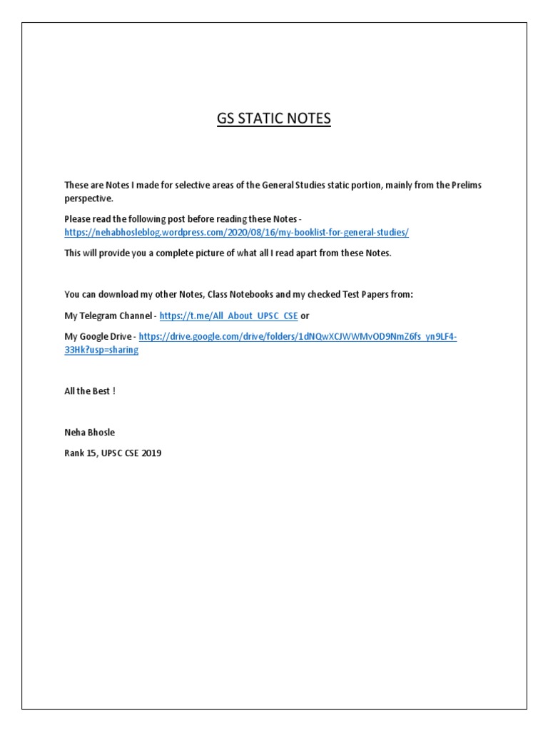 Neha Bhosle - GS Static Notes PDF | PDF | Paleolithic | Alexander The Great