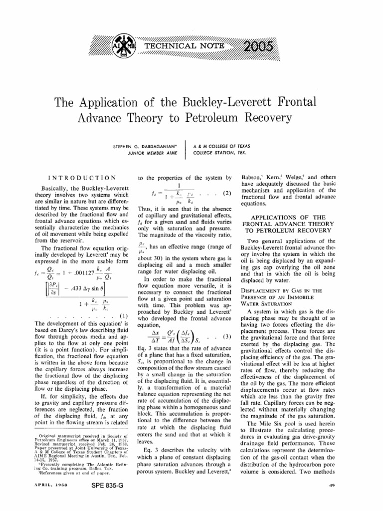 Paper SPE-835-G | PDF | Petroleum Reservoir | Fluid Dynamics