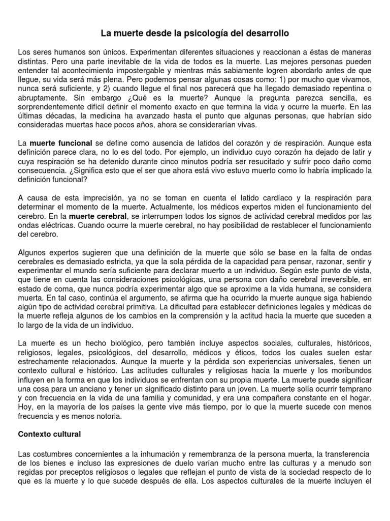 Significado de La Muerte y Su Proceso | PDF | Adultos | Muerte