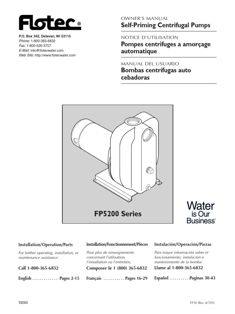 Flotec FP5242 - 55 GPM 1-1 - 2 HP - Man | PDF | Electrical Wiring | Pump