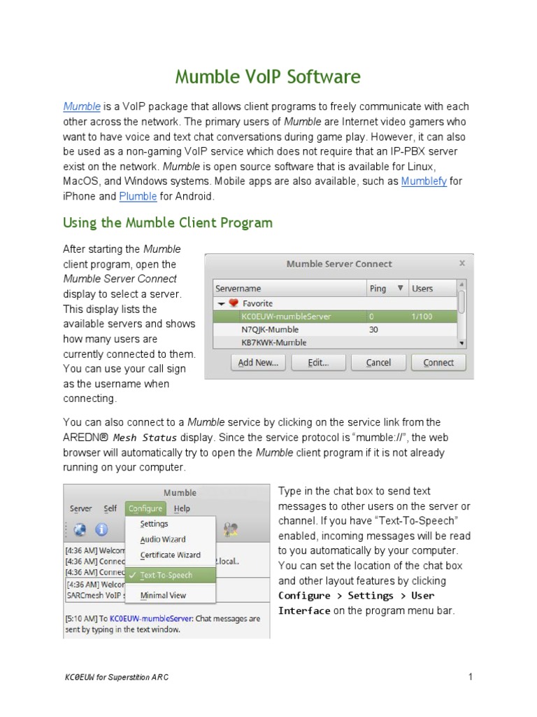 Mumble Voip Software: Using The Mumble Client Program | PDF | Server ...