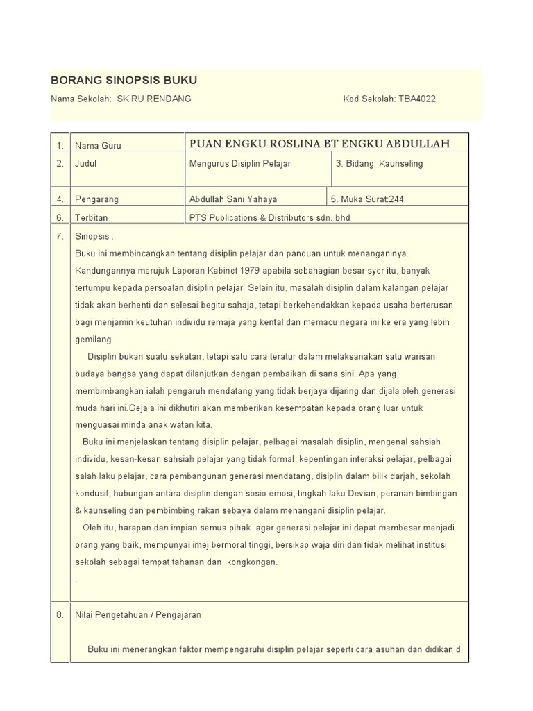 Sinopsis Buku Untuk E SPLG ERNA4 | PDF