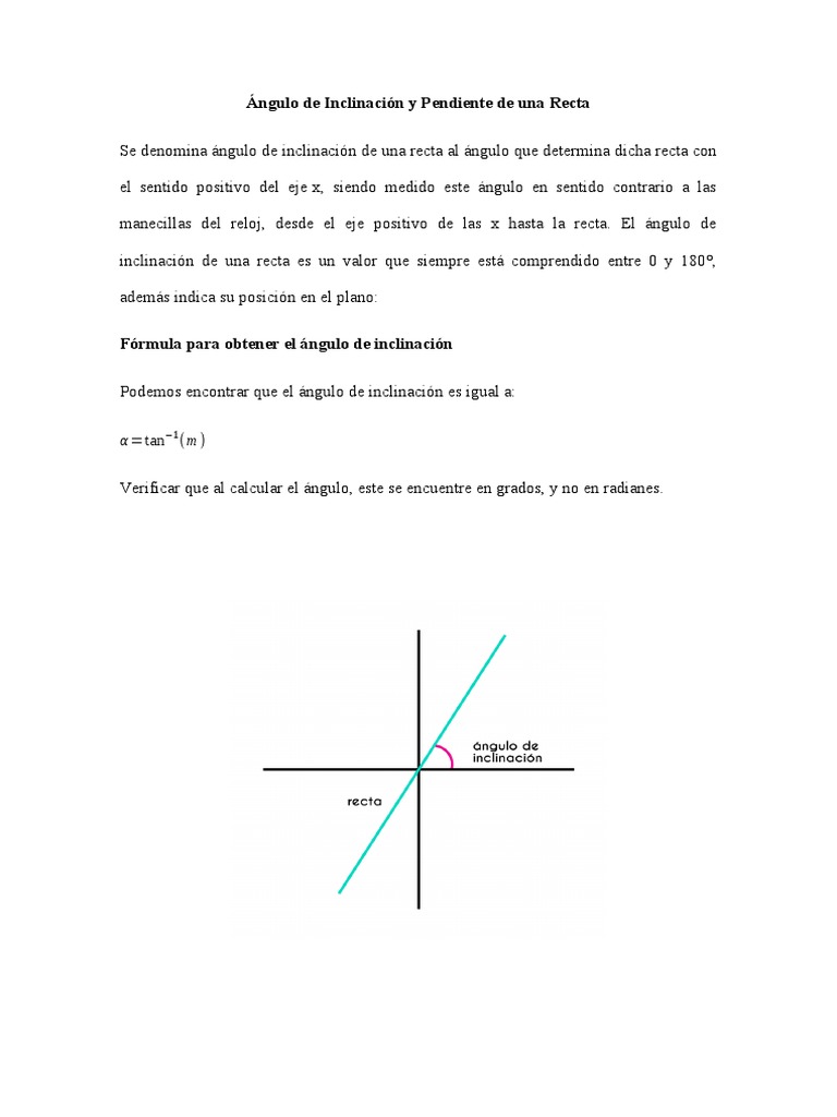 Ángulo de Inclinación y Pendiente de Una Recta | PDF