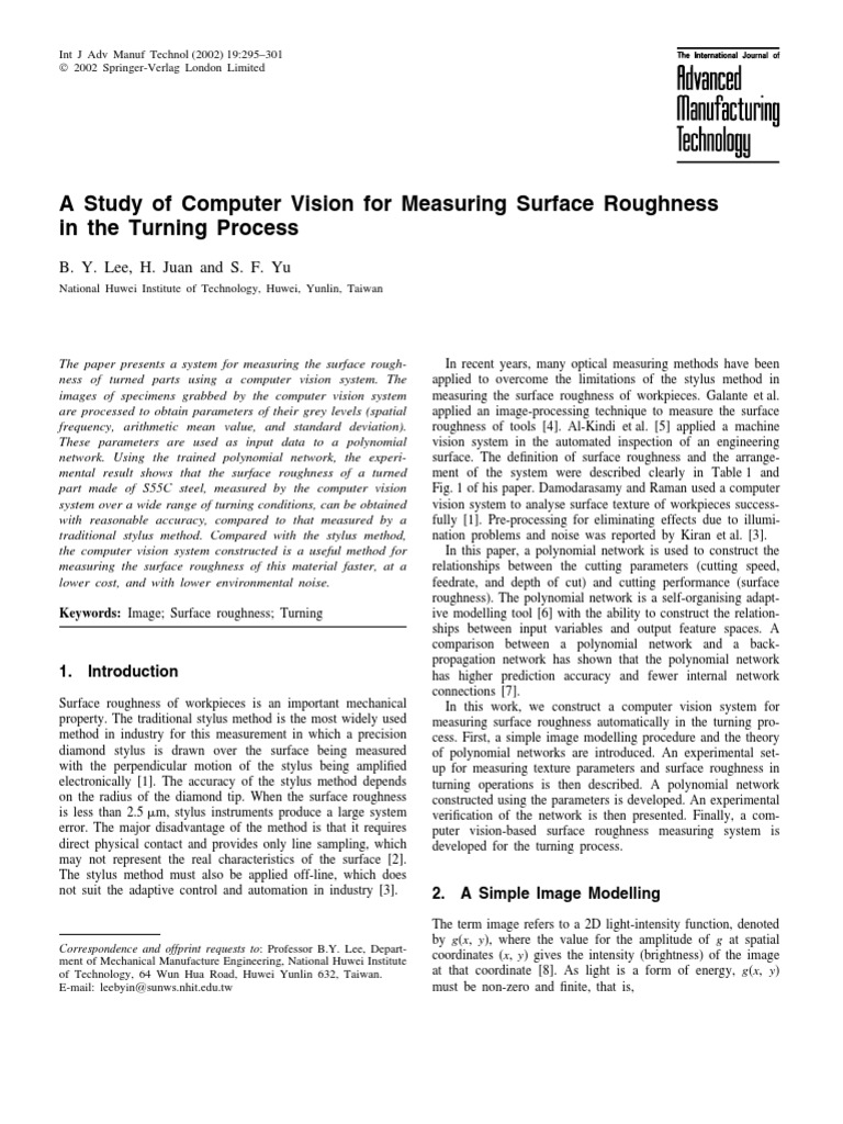 Measuring Surface Roughness Using Computer Vision | PDF | Surface ...