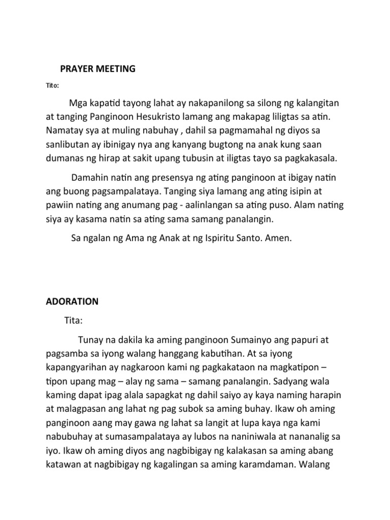 Prayer Meeting Nanay | PDF
