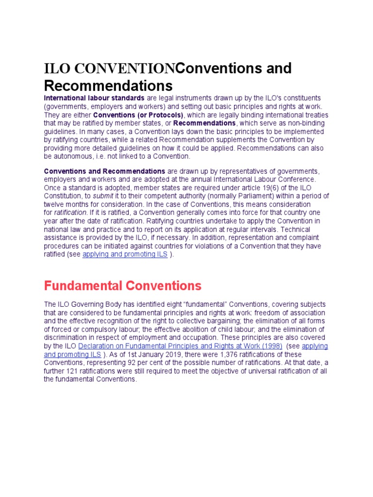 Understanding ILO Conventions and Standards | PDF | International ...