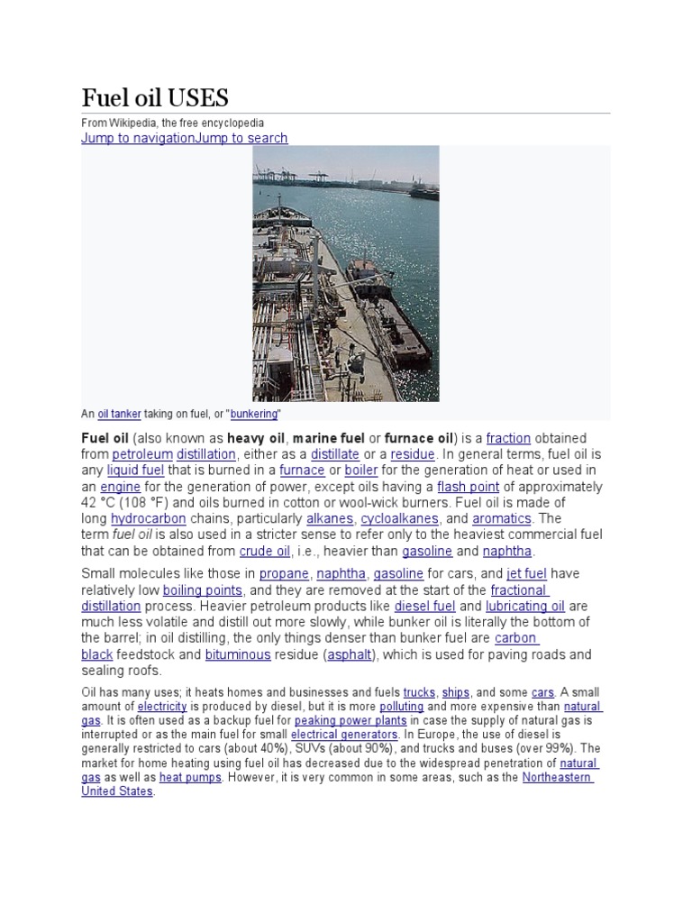 Fuel Oil USES: Fuel Oil (Also Known As Heavy Oil, Marine Fuel or ...