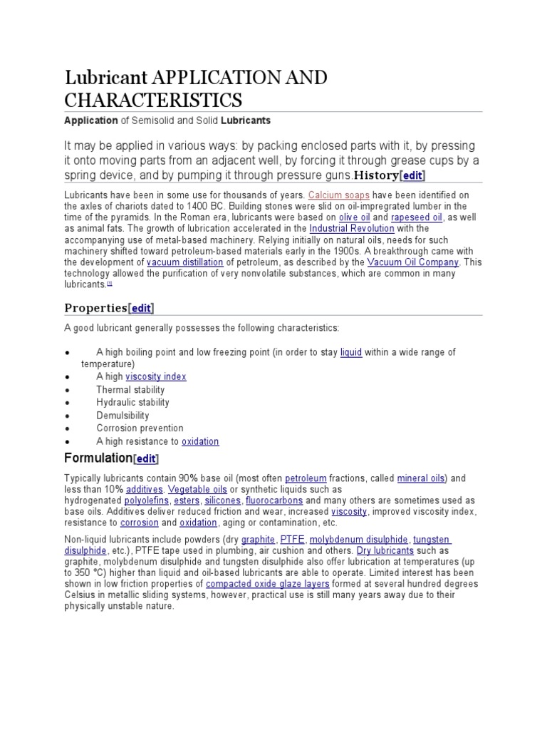 Lubricant Application and Uses | PDF | Lubricant | Materials Science