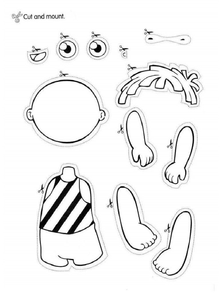Cut Body Parts For Children Worksheet | PDF