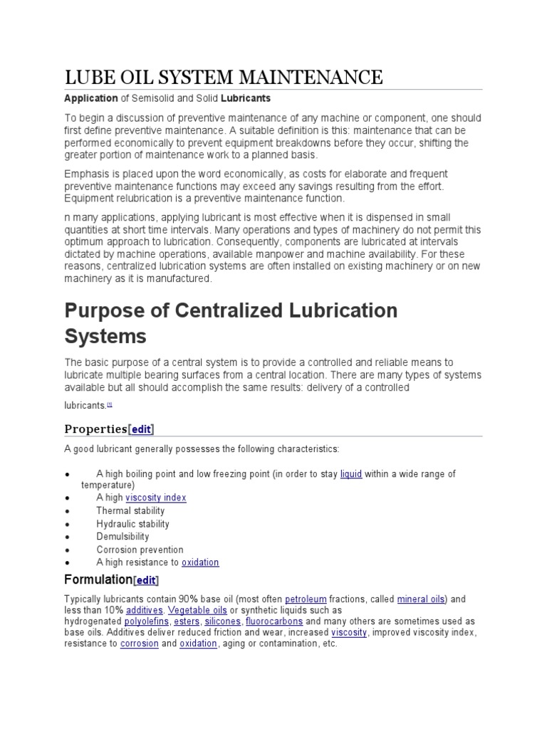Lubricant Oil System Maintenance | PDF | Lubricant | Chemistry