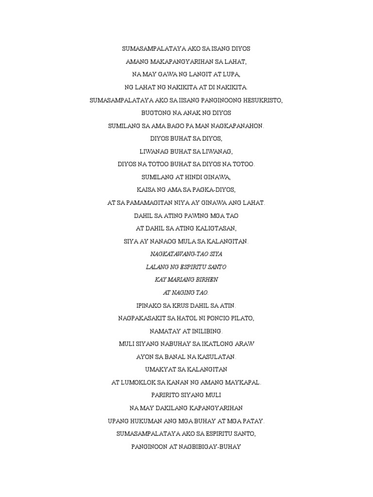 Nicene Creed (Tagalog) | PDF