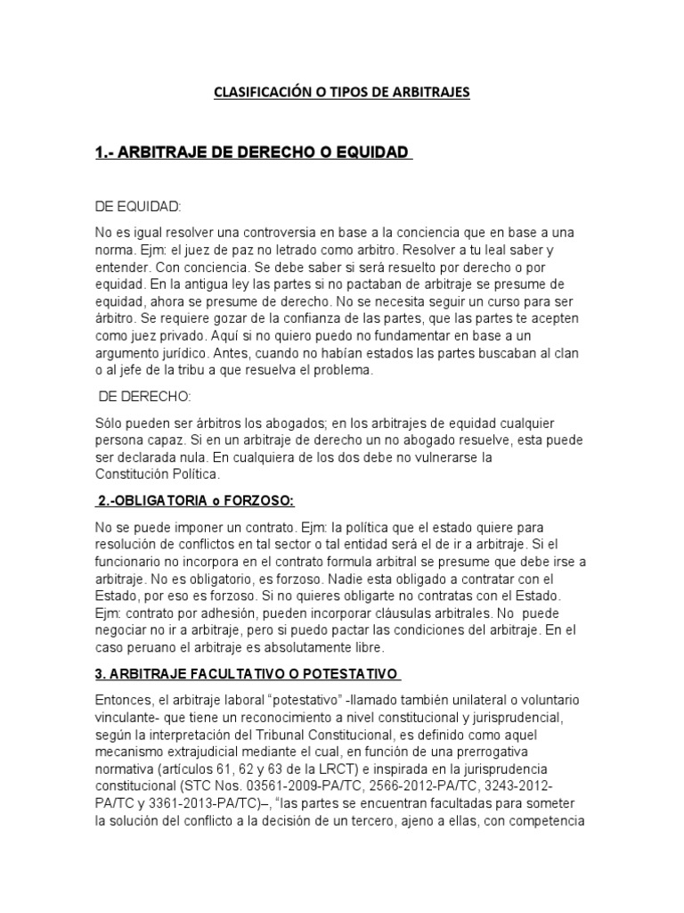 Tipos de Arbitraje | PDF | Arbitraje | Caso de ley