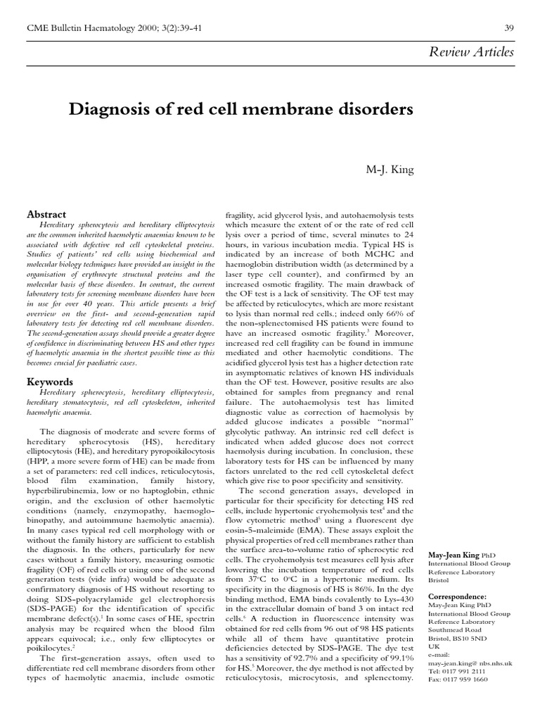 Advances in Diagnosing Red Cell Disorders | PDF | Cell Biology | Anatomy