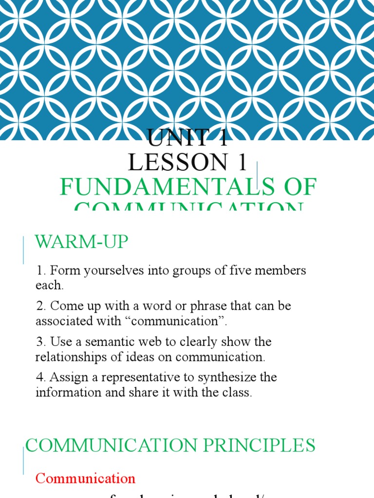 Unit 1 Lesson 1: Fundamentals of Communication | PDF | Nonverbal ...