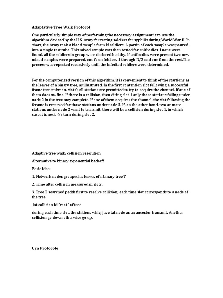 Adaptive Tree Walk Collision Resolution Protocol | PDF