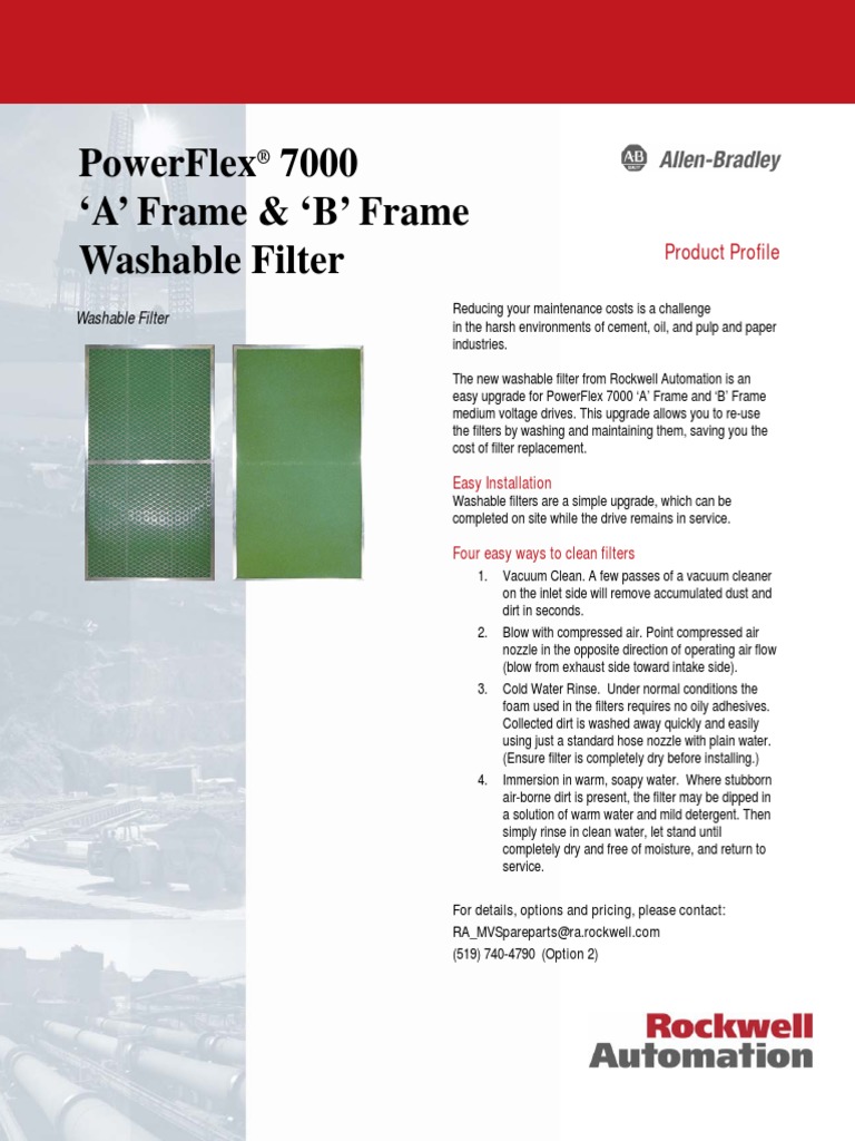 Powerflex 7000 A' Frame & B' Frame Washable Filter: Product Profile ...