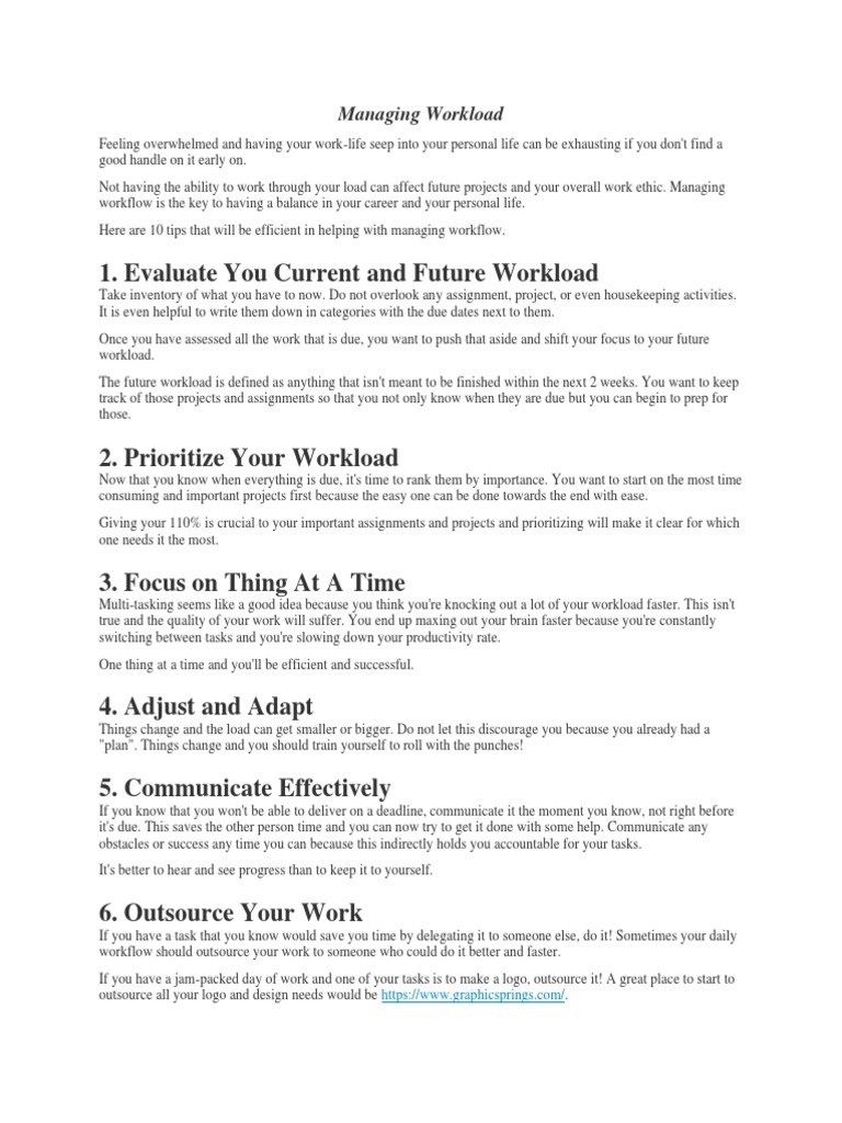 Managing Workload | PDF | Workload | Business