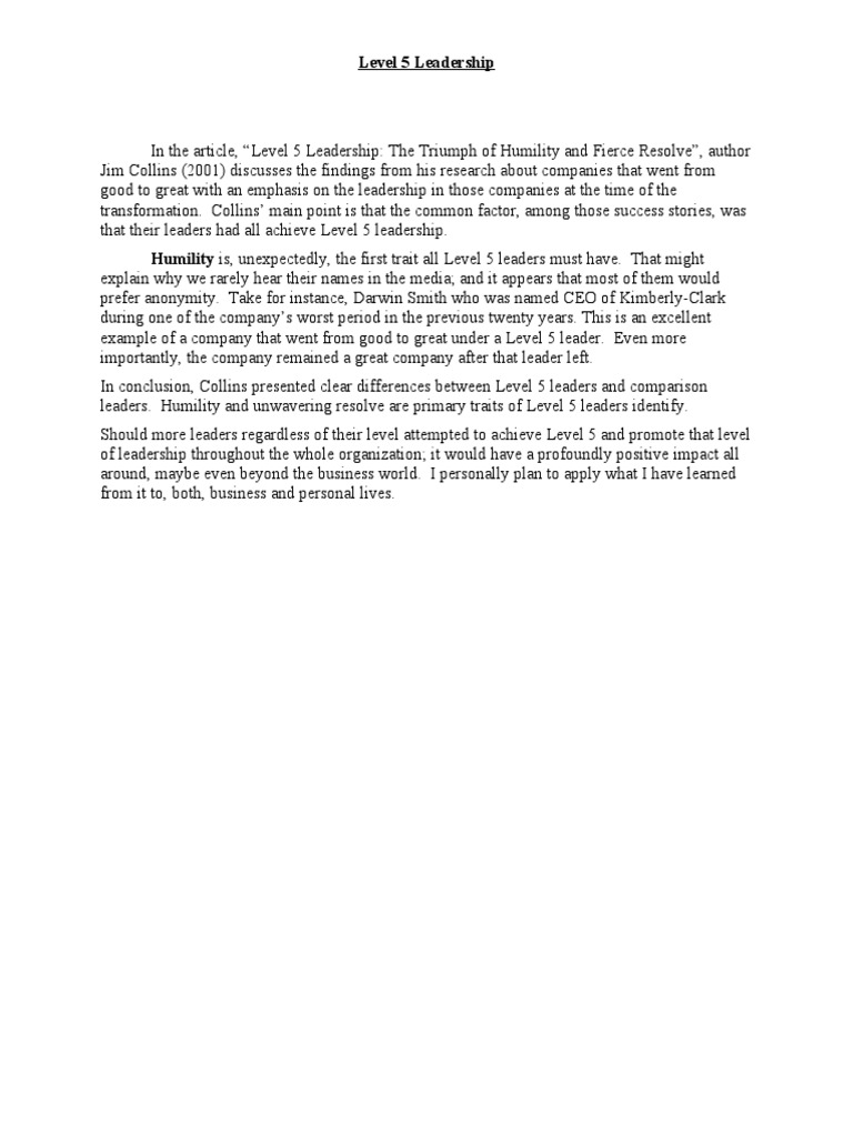 Level 5 Leadership | PDF