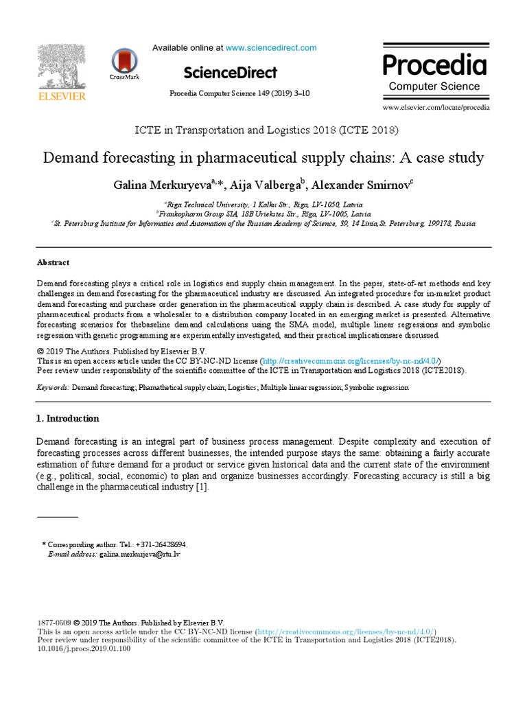 Demand Forecasting in Pharmaceutical Supply Chains-A Case Study PDF ...