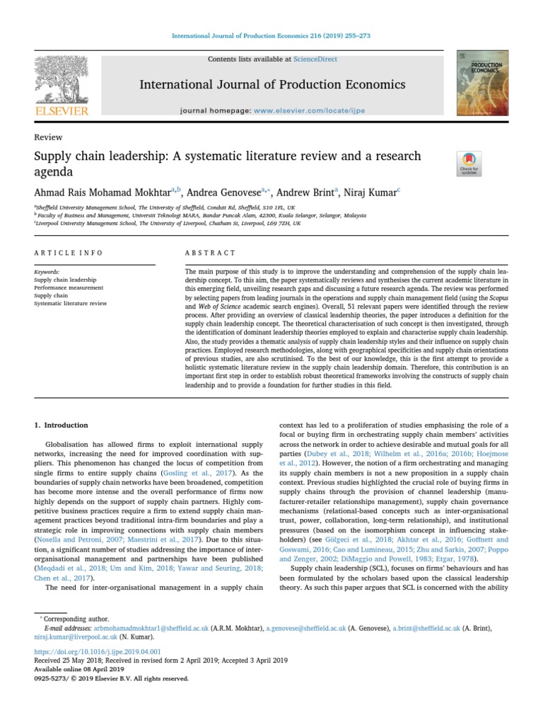 International Journal of Production Economics: Review | PDF ...