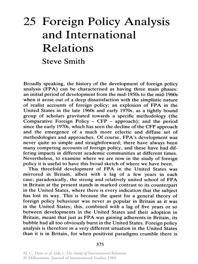 25 Foreign Policy Analysis and International Relations: Steve Smith ...