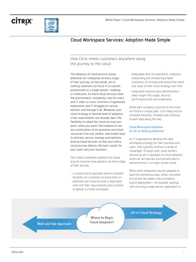 Cloud Workspace Services Adoption Made Simple | PDF | Citrix Systems | Cloud Computing