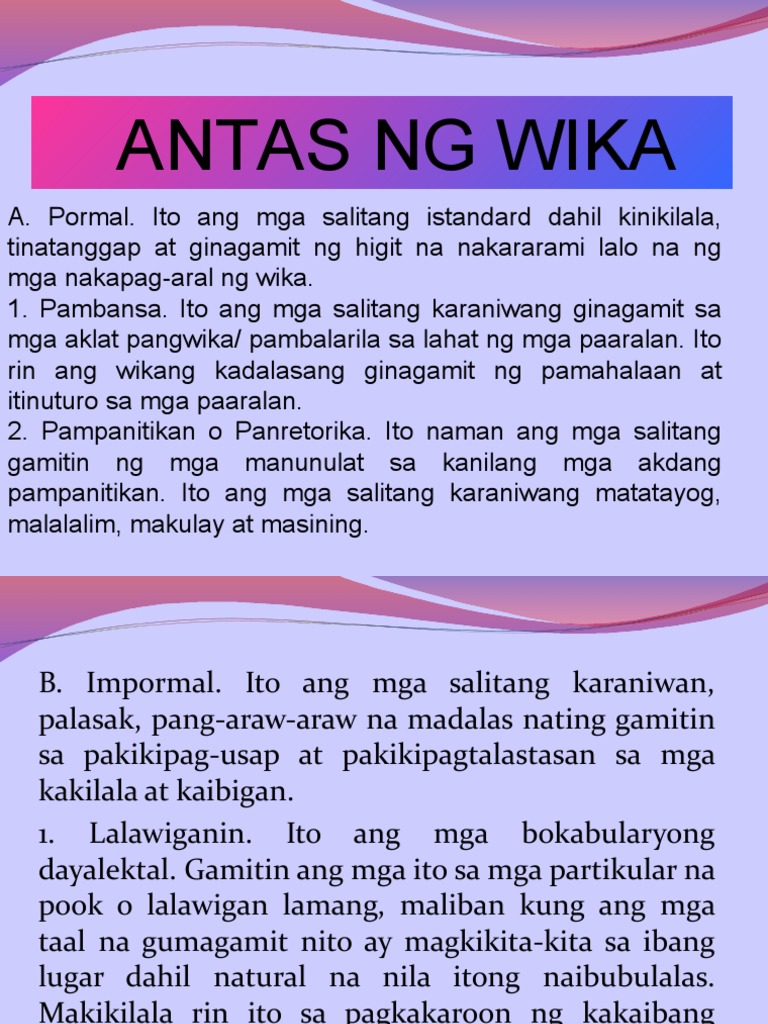 Antas NG Wika | PDF